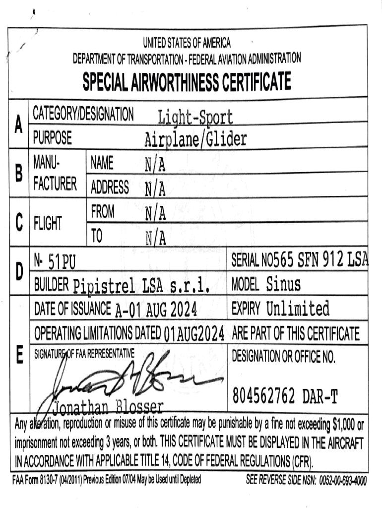 Fillable Online What Are the Different Types of Airworthiness ...