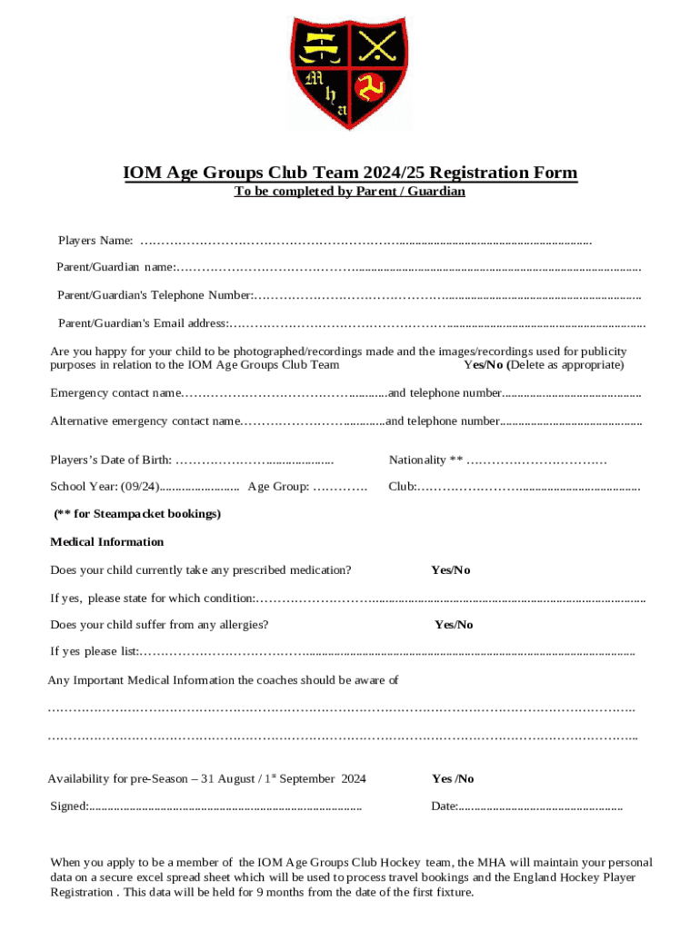 IOM AGE GROUPS REGISTRATION Doc Template | pdfFiller