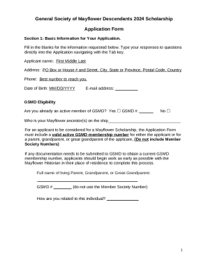 General Society of Mayflower Descendants Application ... Doc Template ...