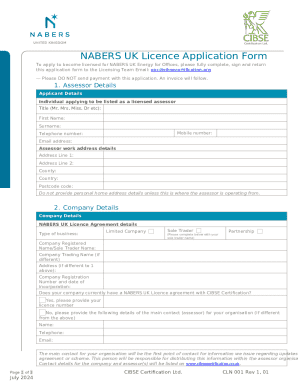 NABERS UK Assessor application Doc Template | pdfFiller