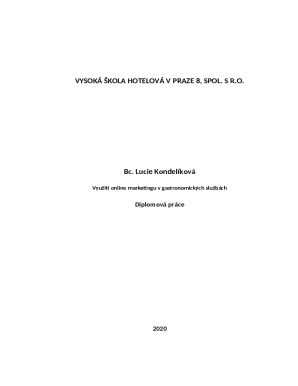 Vysok kola hotelov v Praze - vsh.cz Doc Template | pdfFiller
