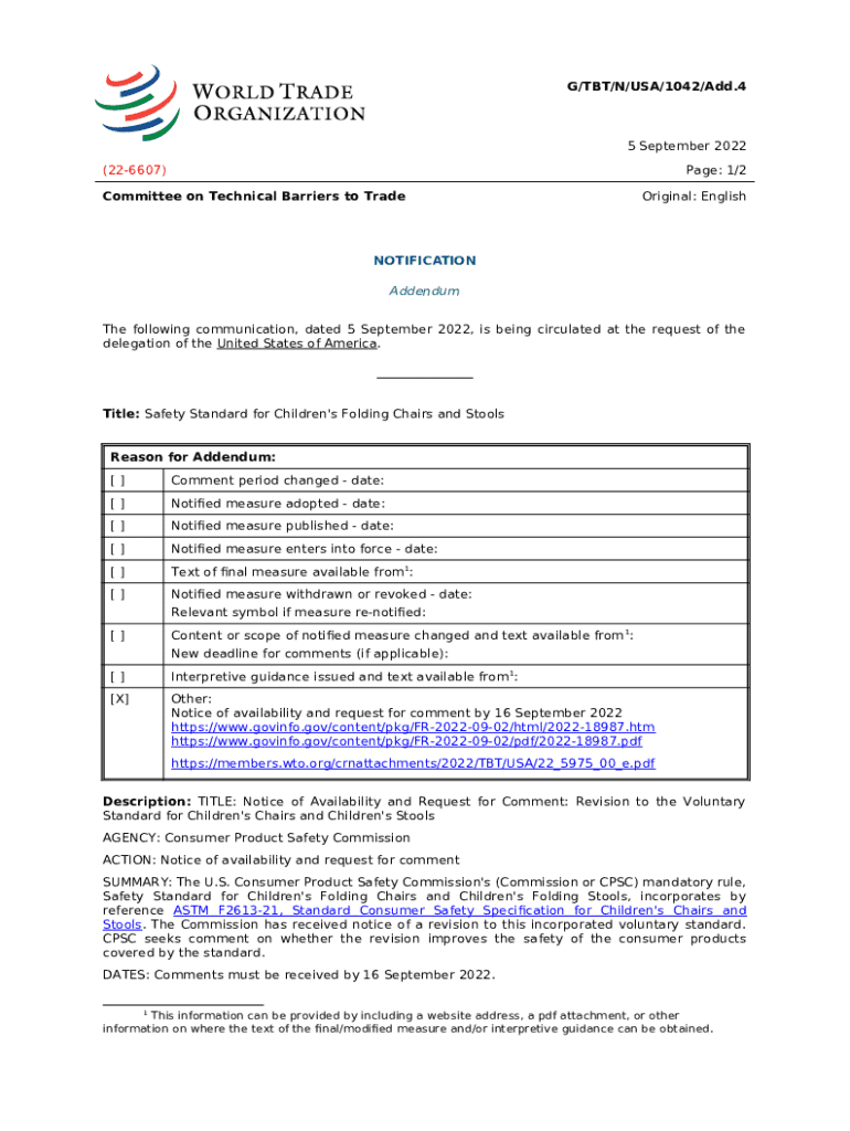 Title: Safety Standard for Children's Folding Chairs and Stools - snin gov Doc Template | pdfFiller