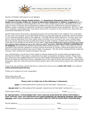 Peanut and Nut Free Table Letter.docx Doc Template | pdfFiller