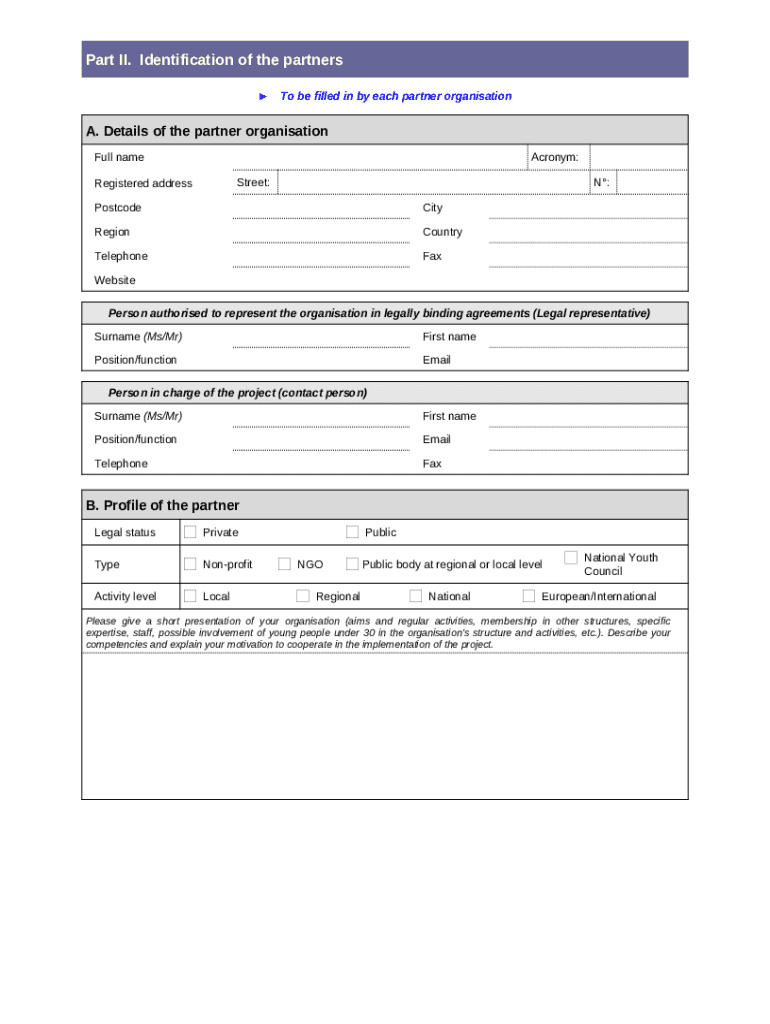 Identification of the partners Doc Template | pdfFiller