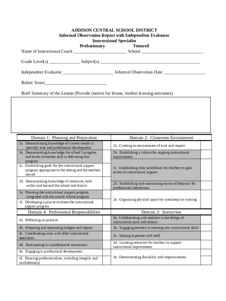 Inal Observation Report Dean of Students.doc Doc Template | pdfFiller