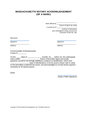 MASSACHUSETTS NOTARY ACKNOWLEDGEMENT Doc Template | pdfFiller