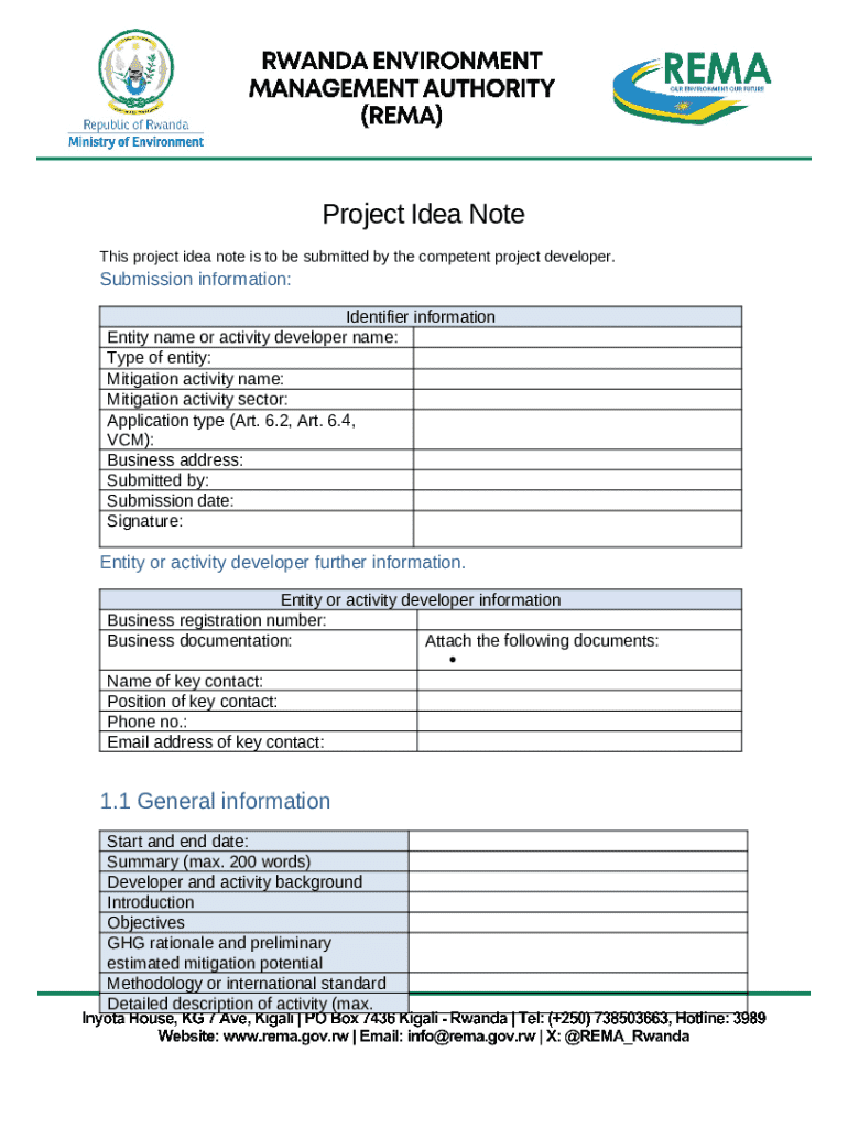 Project Idea Note Template Doc Template | pdfFiller