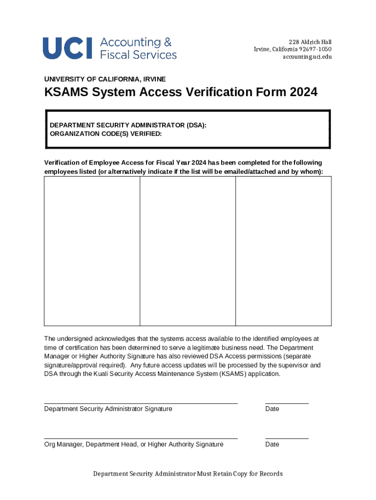 KSAMS System Access Verification Doc Template | pdfFiller