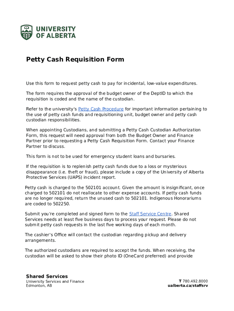 Petty Cash Request Instructions and Details Doc Template | pdfFiller