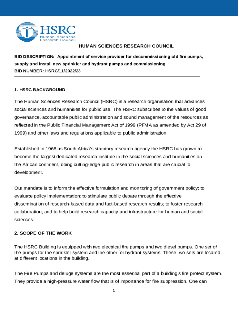 Terms of Reference Fire Pumps - hsrc ac Doc Template | pdfFiller