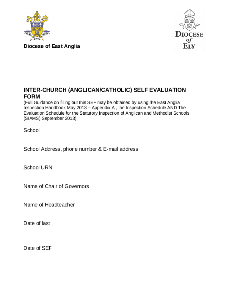 INTER-CHURCH (ANGLICAN/CATHOLIC) SELF EVALUATION Doc Template | pdfFiller