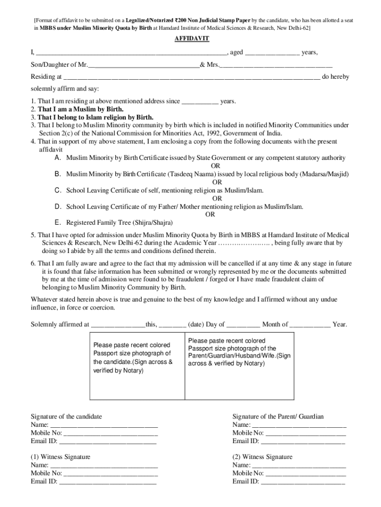 Fillable Online Affidavit MinorityPDFAffidavitSocial Institutions Fax ...