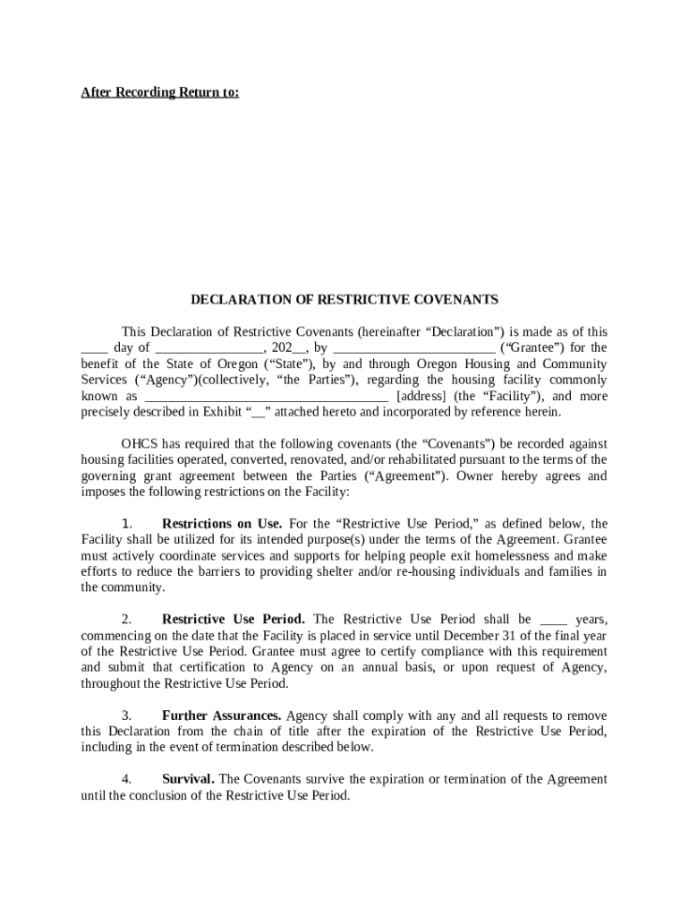 the linked restrictive covenant template Doc Template | pdfFiller