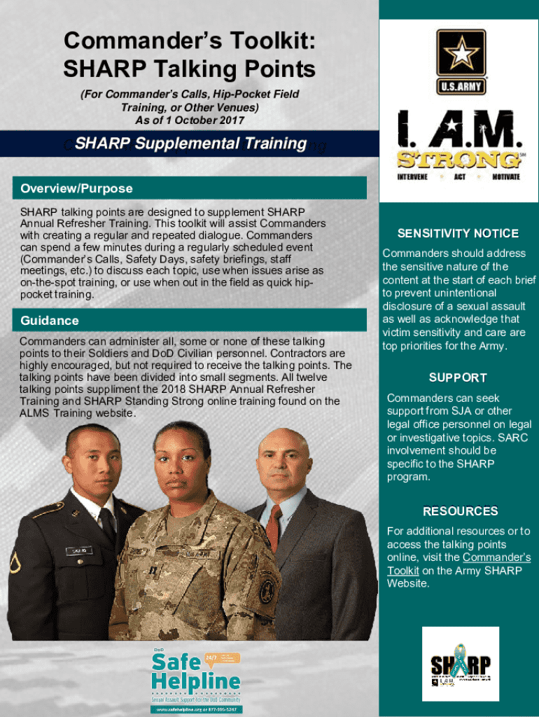 Fillable Online Commander\'s Toolkit: SHARP Talking Points Fax Email ...