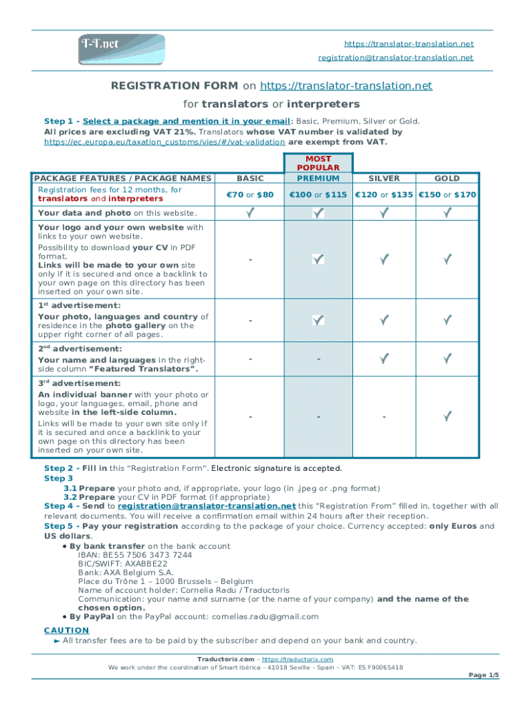 Registration for translation agencies Doc Template | pdfFiller