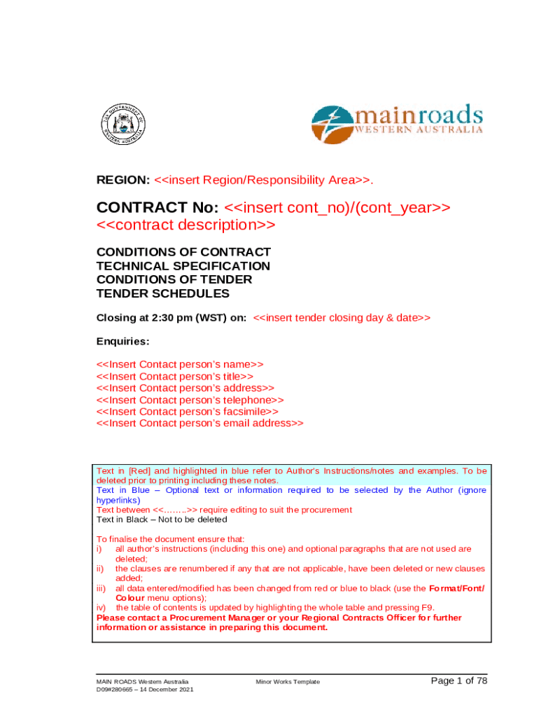 Template of tender and contract document Doc Template | pdfFiller