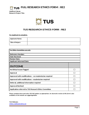preliminary research ethics : re1 Doc Template | pdfFiller