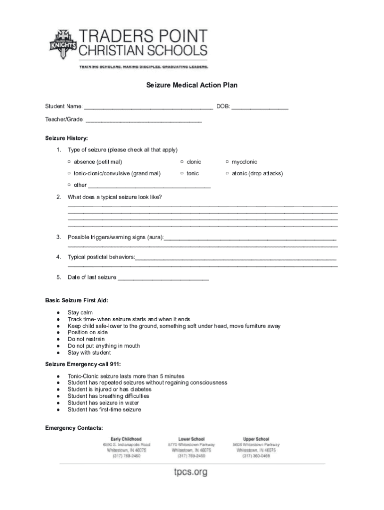 Fillable Online Seizure Plan of Action Fax Email Print - pdfFiller