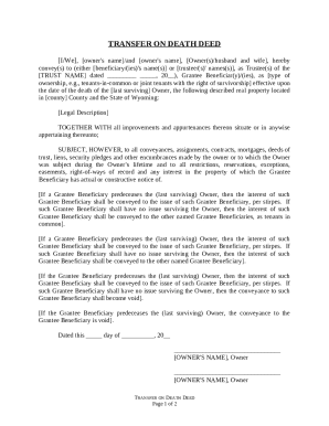 Free Transfer on Death Deed: Make & Download Doc Template | pdfFiller