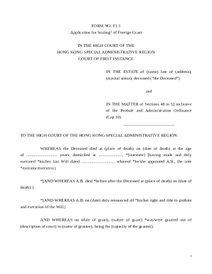 HC F1.1 Application for Sealing of Foreign Grant Doc Template | pdfFiller