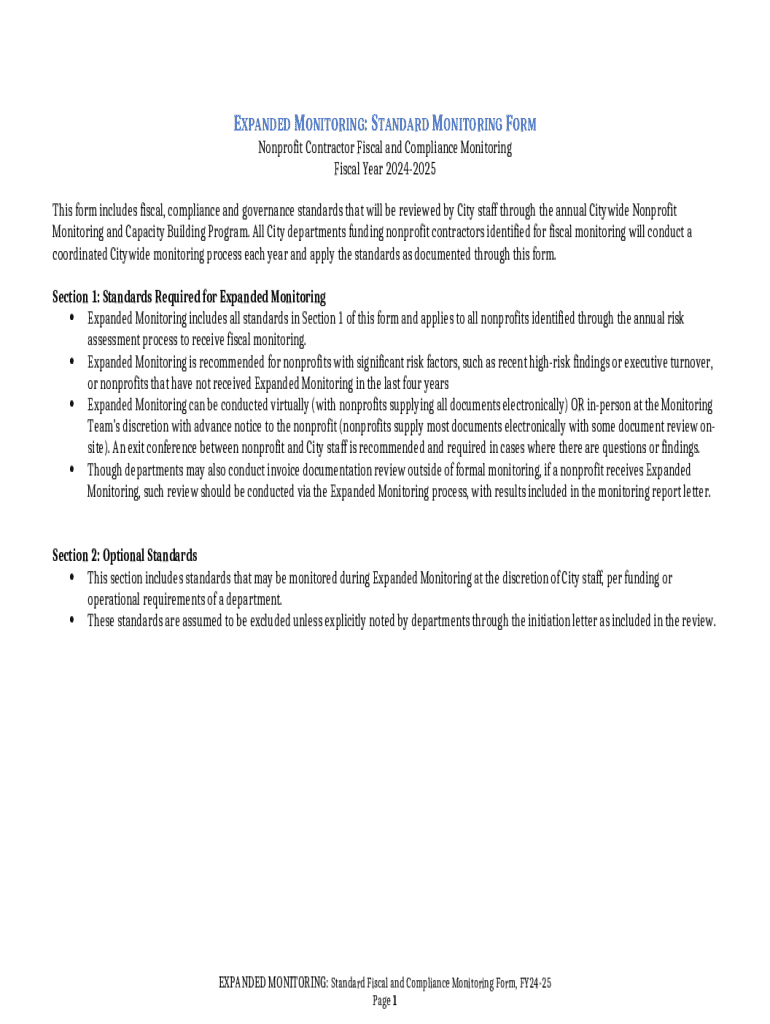 Expanded Standard Monitoring Doc Template | pdfFiller