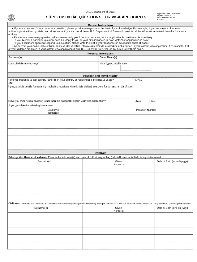 FINAL - Supporting Statement - Supplemental Questions Doc Template ...