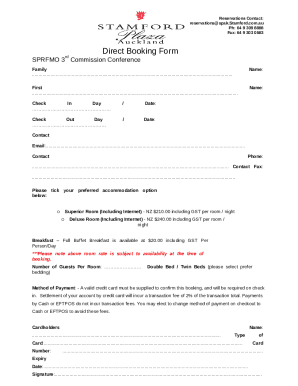 SPRFMO 3rd Commission Conference Direct Booking Doc Template | pdfFiller