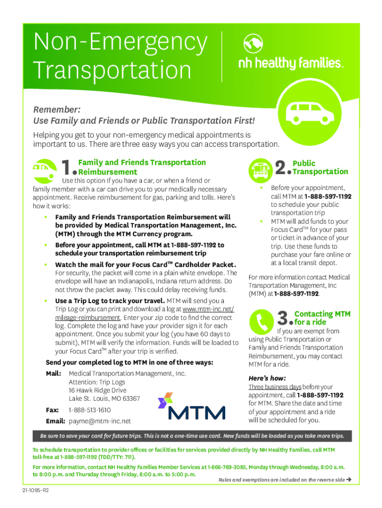 Fillable Online Where is non-emergency medical transportation needed ...
