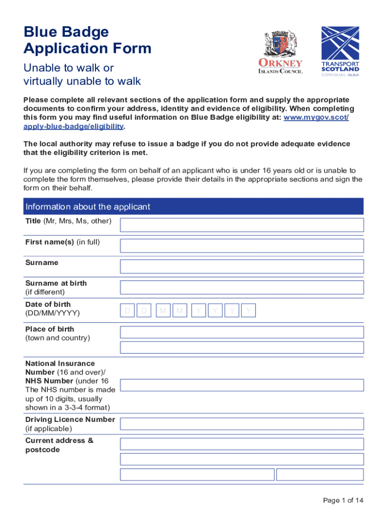 Fillable Online How To Fill In The Blue Badge Application 2025 Fax ...