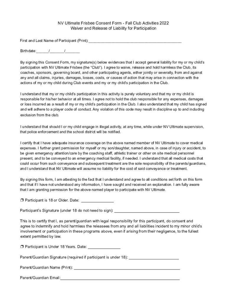 Fillable Online Sports Liability Waiver - Fill Online, Printable ...