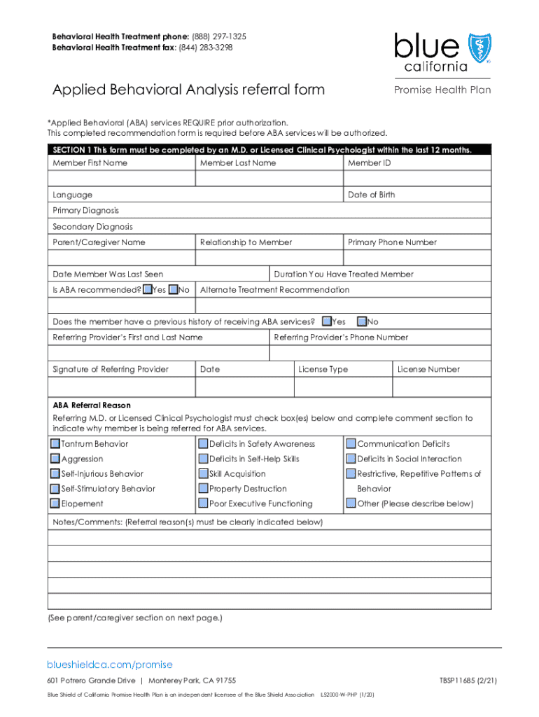 Fillable Online Applied Behavior Analysis Treatment Request Form Fax Email Print - pdfFiller