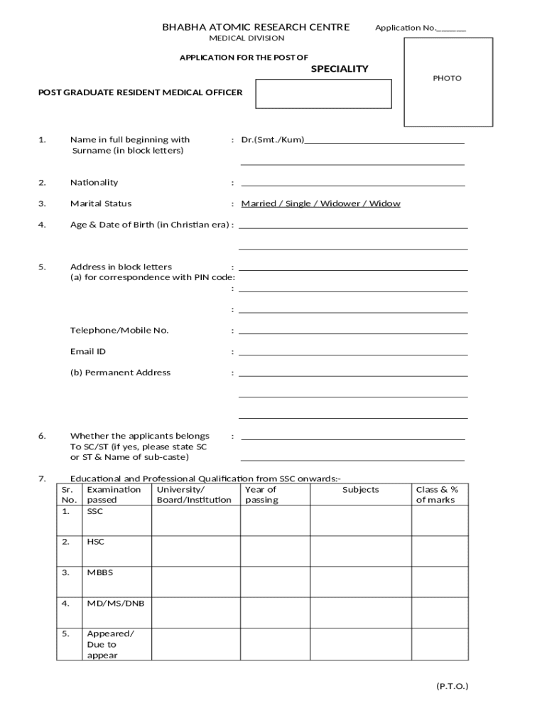 BARC HOSPITAL Doc Template | pdfFiller