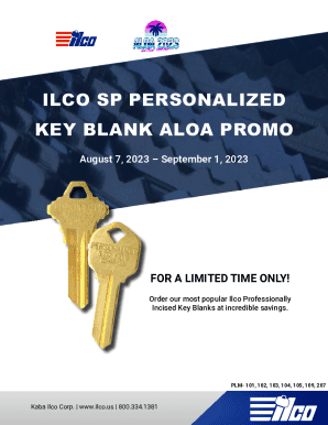 Fillable Online Ilco Sp Personalized Key Blanks Promotion August 2023 ...