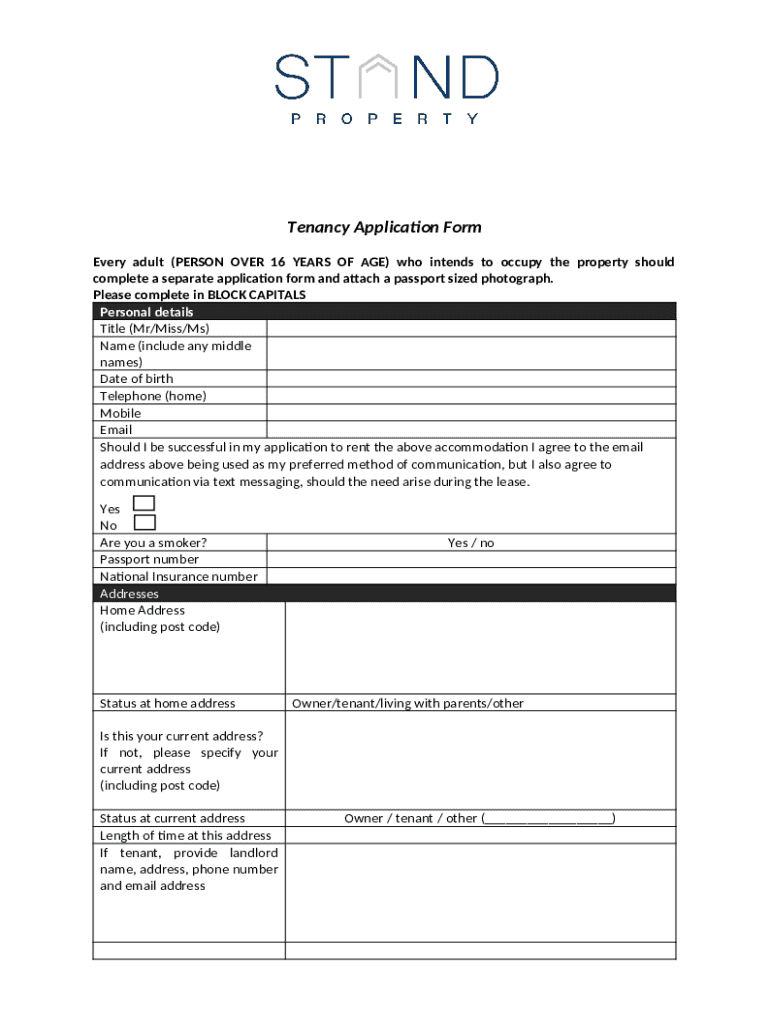Rental Application Tenant Profile Editable Word ... Doc Template ...