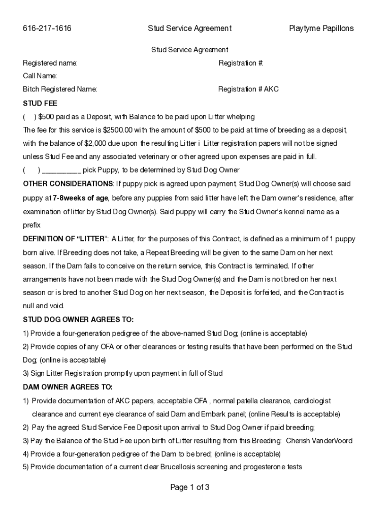 Fillable Online Sample Stud Agreement Fax Email Print - pdfFiller