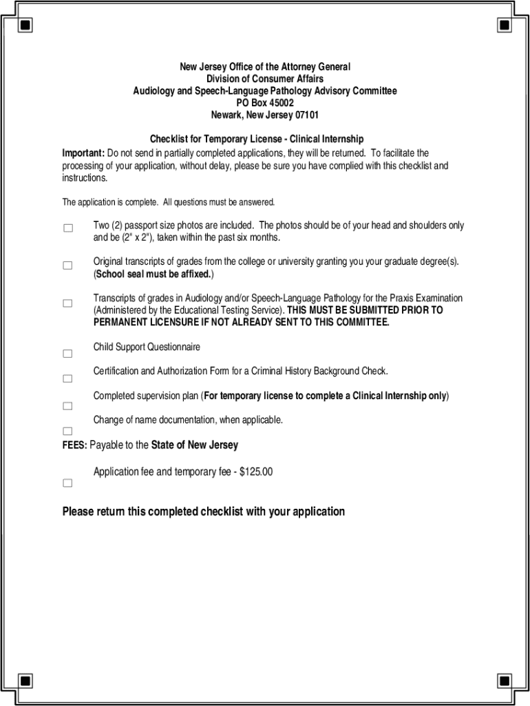 Fillable Online Nj Slp License Application - Fill Online, Printable ...