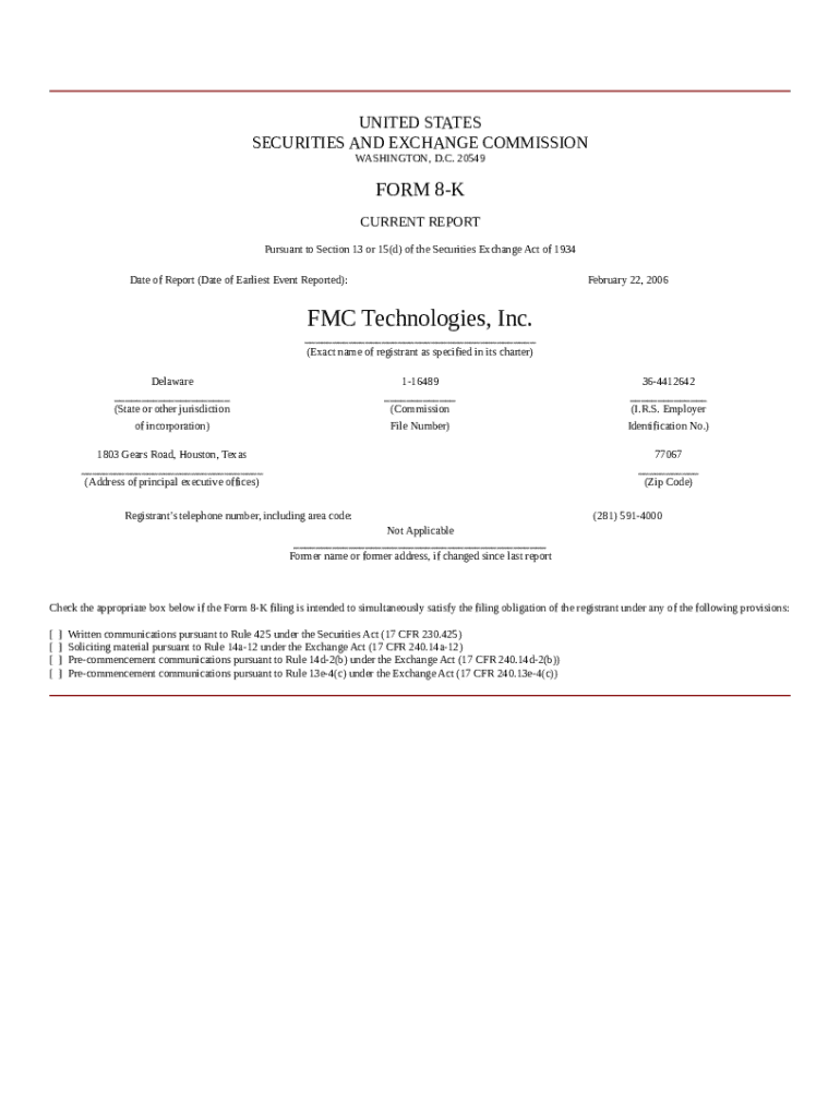 FMC Technologies Appoints Peter D. Kinnear President ... Doc Template ...