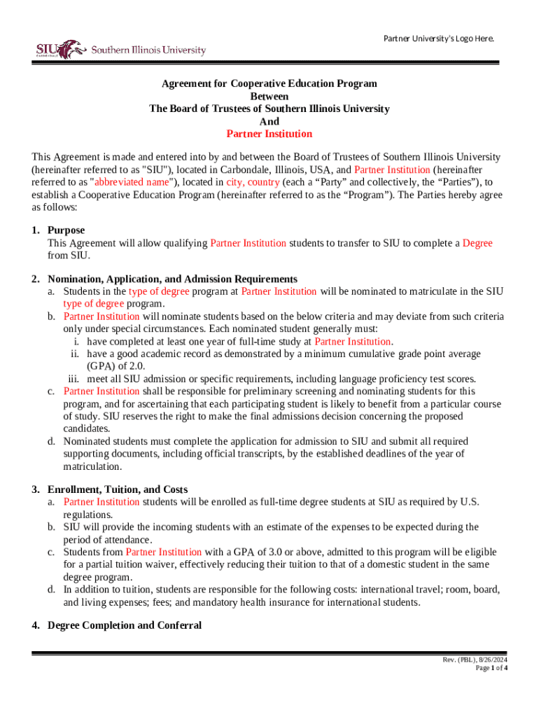 Cooperative Education (Co-op) & Internship Program Doc Template | pdfFiller