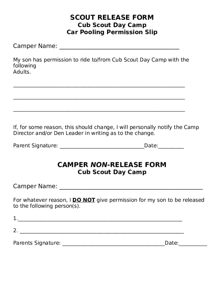 SCOUT RELEASE Doc Template | pdfFiller