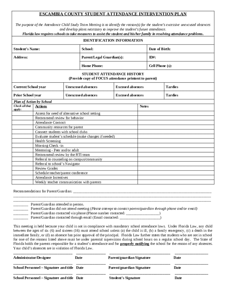 Attendance Child Study revised Doc Template | pdfFiller