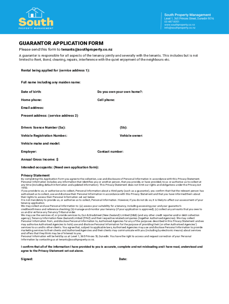 Fillable Online SPMGuarantor application form Fax Email Print - pdfFiller