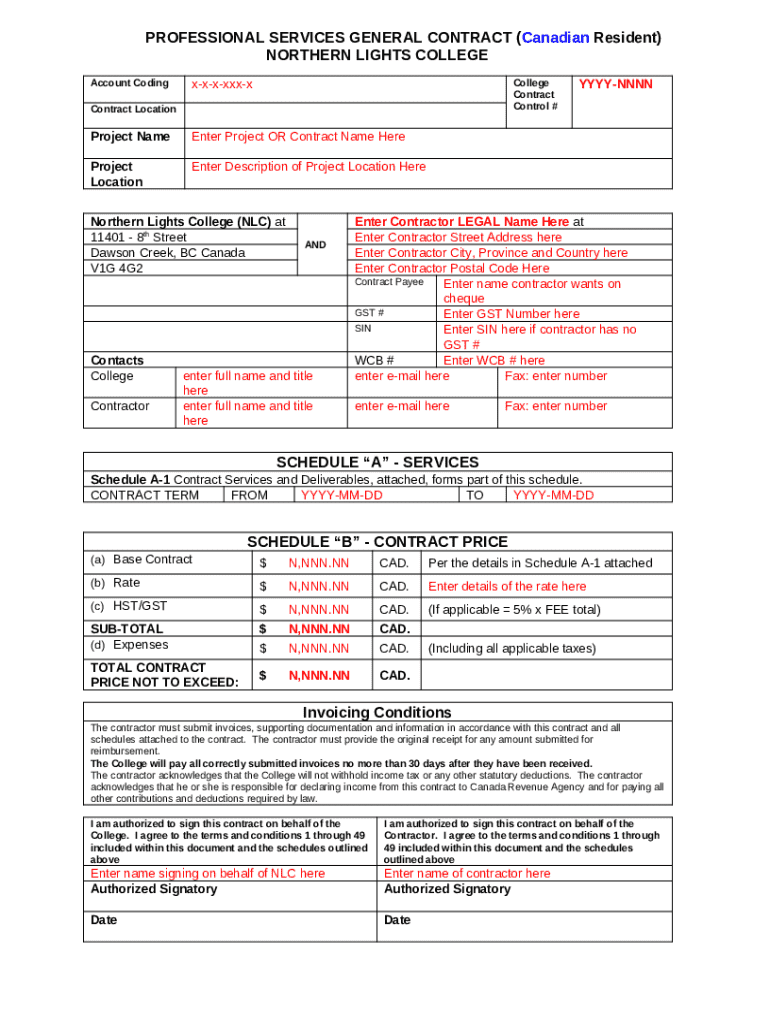 Professional Services General Contract Template (NLC).doc Doc Template ...