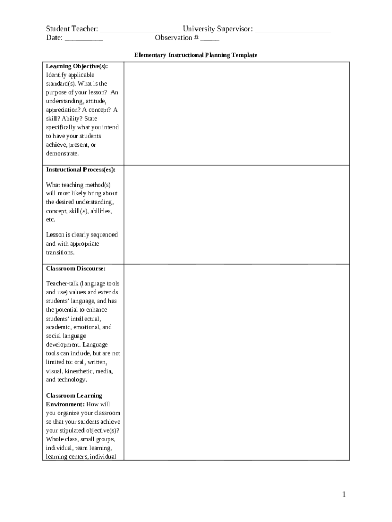 Elementary School Lesson Plan Templates: What They Are ... Doc Template ...