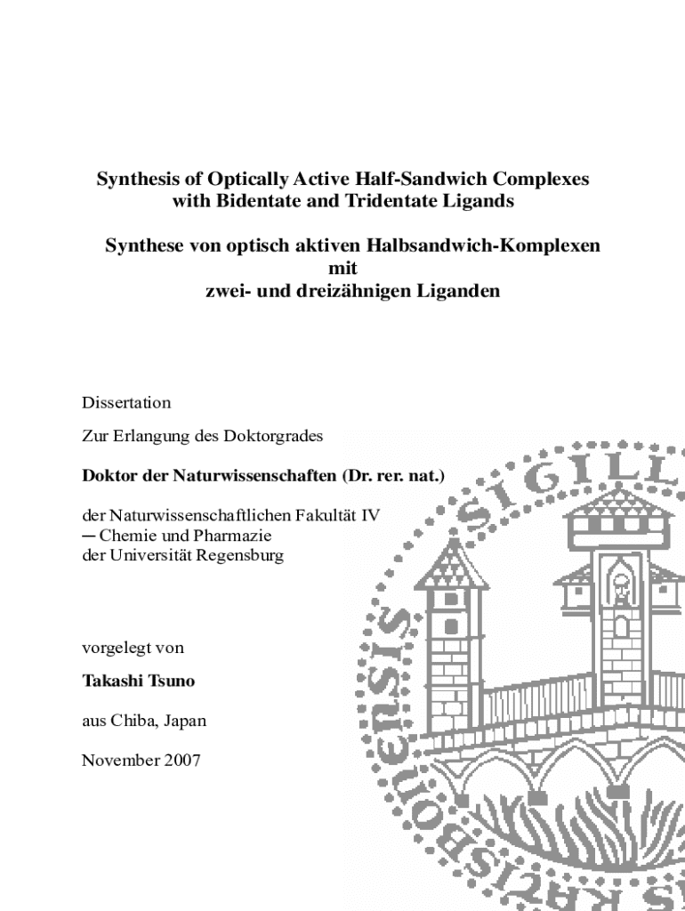Fillable Online Synthesis of Optically Active Half-Sandwich Complexes ...