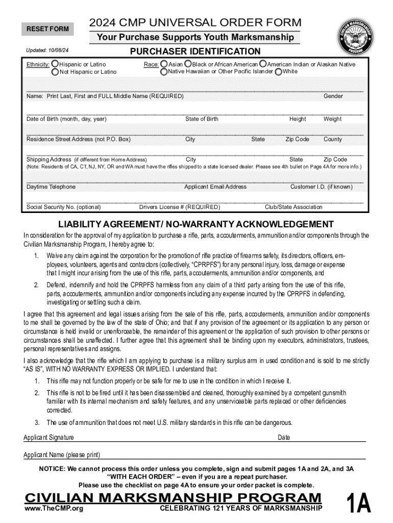 Fillable Online 2025 cmp universal order form Fax Email Print - pdfFiller