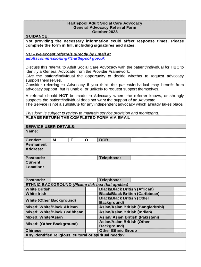 General Advocacy Referral Doc Template | pdfFiller