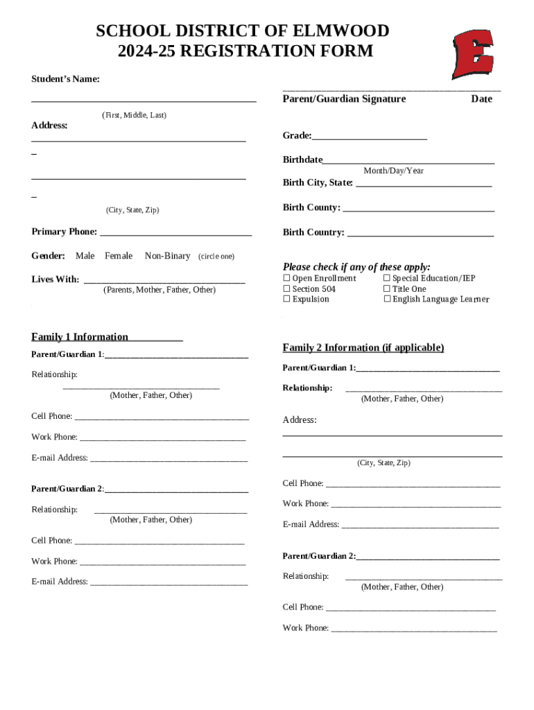 STUDENT REGISTRATION DATA Doc Template | pdfFiller