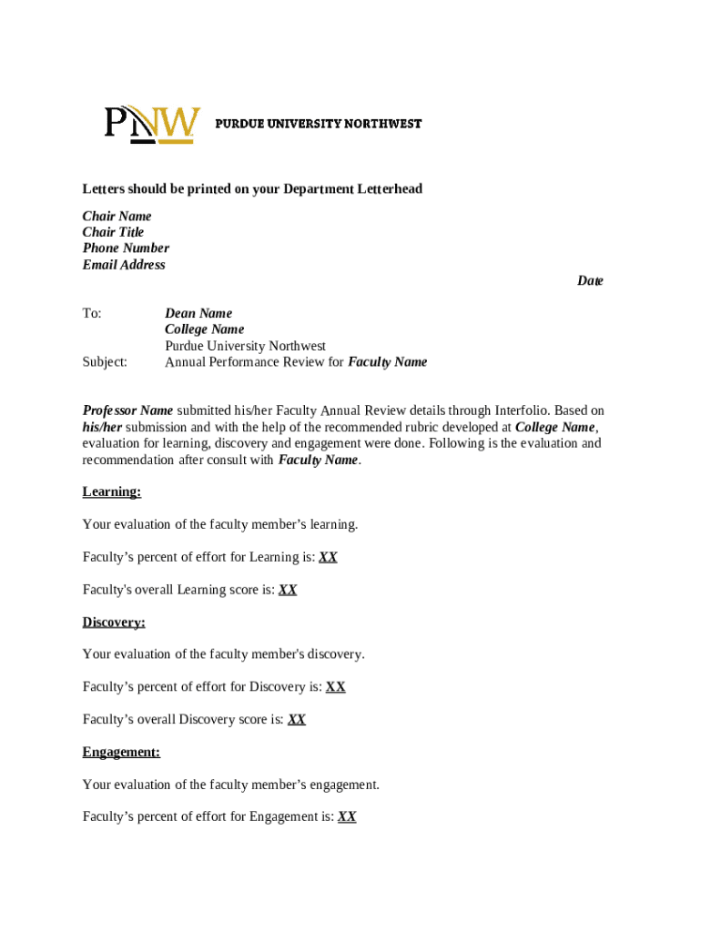 Department Chair Letter Template Doc Template | pdfFiller