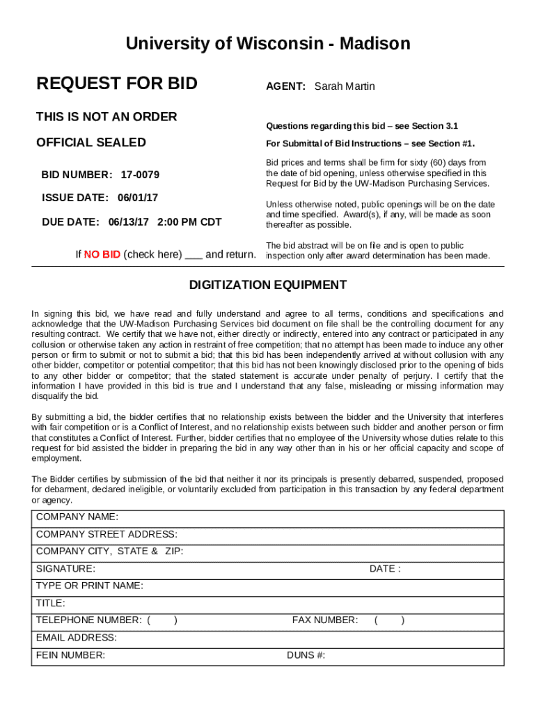 17-0079 Request for Bid Package Doc Template | pdfFiller