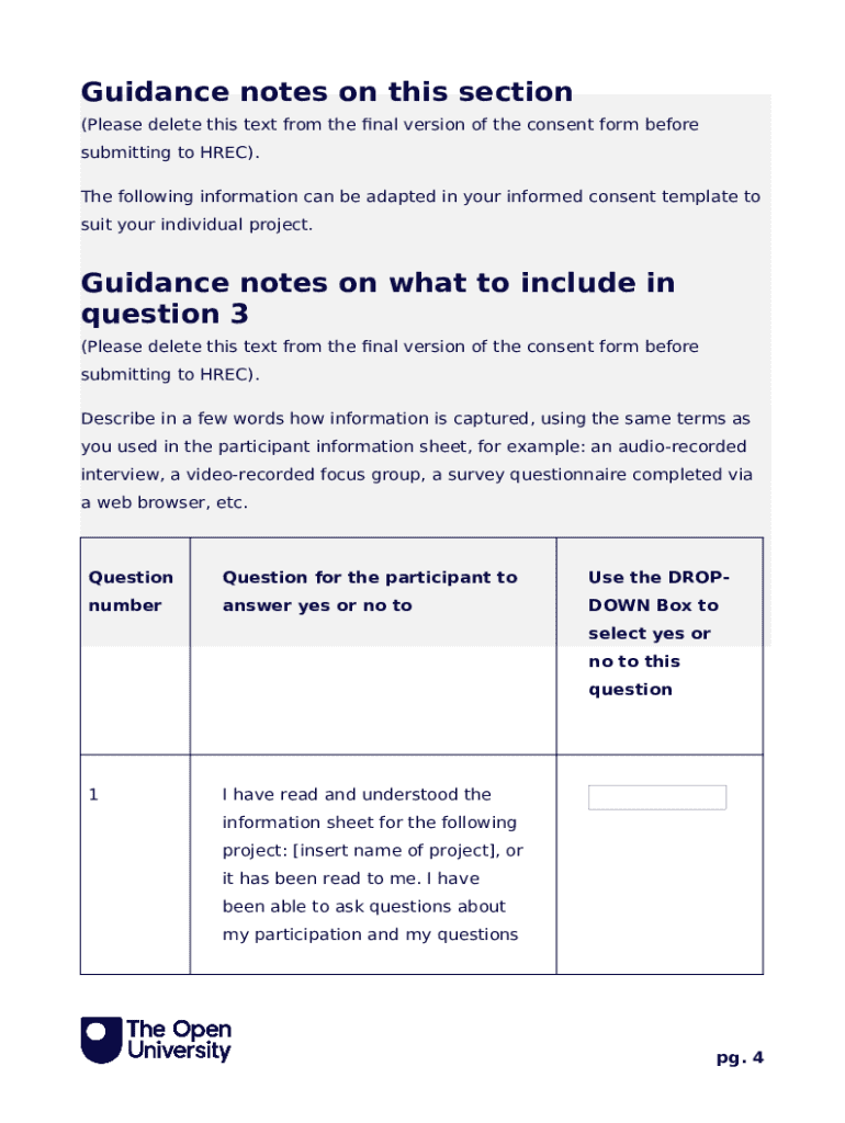 HREC Consent template Doc Template | pdfFiller